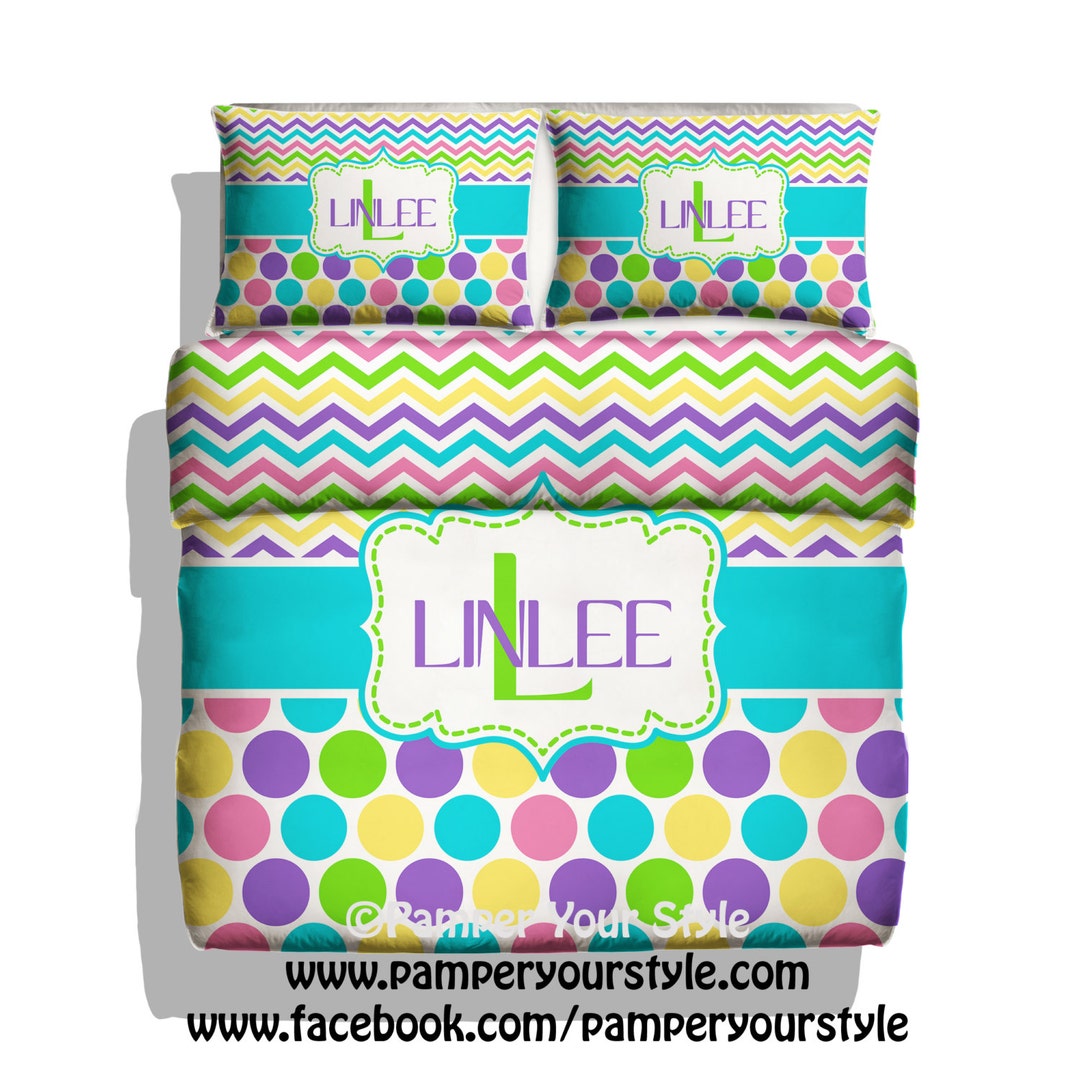 Chevron And Polka Dot Bedding With Matching Pillowcases Etsy