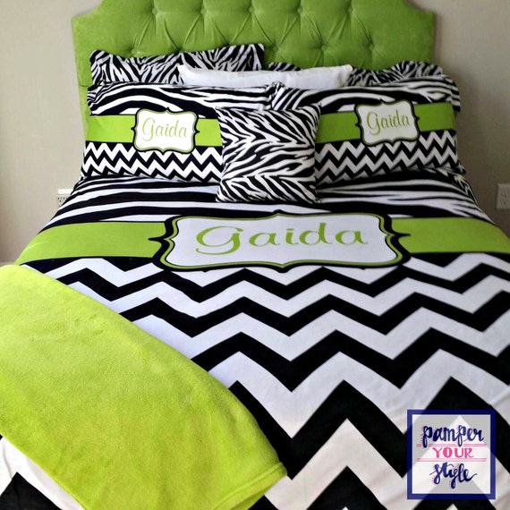 Lime Green Zebra Bedding