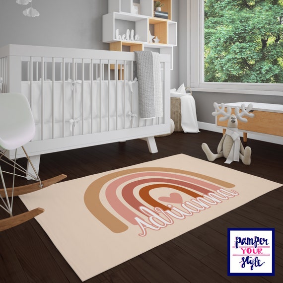 Boho Rainbow Rug Pastel Rainbow Nursery Decor Monogrammed | Etsy