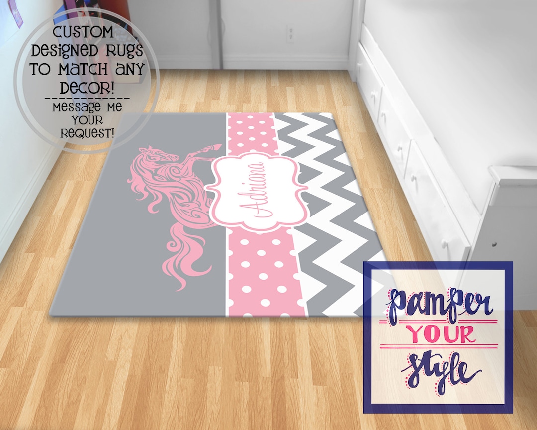 Horse Area Rug Horse Bedroom Gray and Pink Horse Rug Bedroom Decor ...