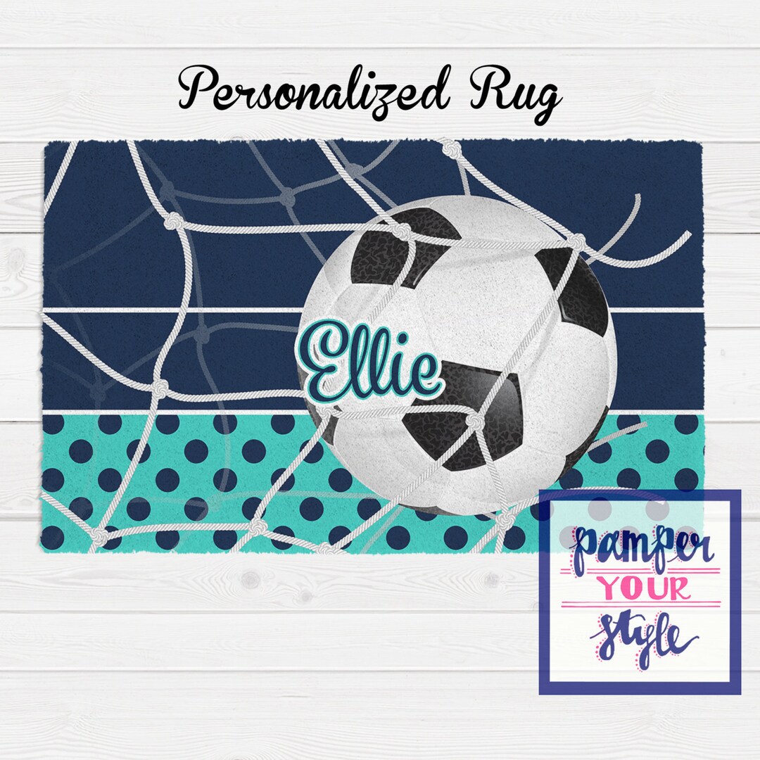 Soccer Personalized Bedroom Rug - Custom Soccer Rug - Monogrammed Rug ...