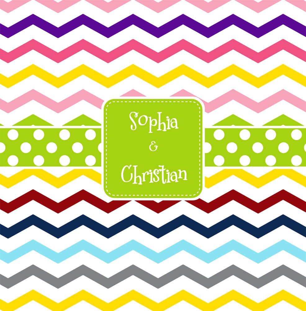 Multi Chevron and Polka Dot Personalized Shower Curtain | Etsy
