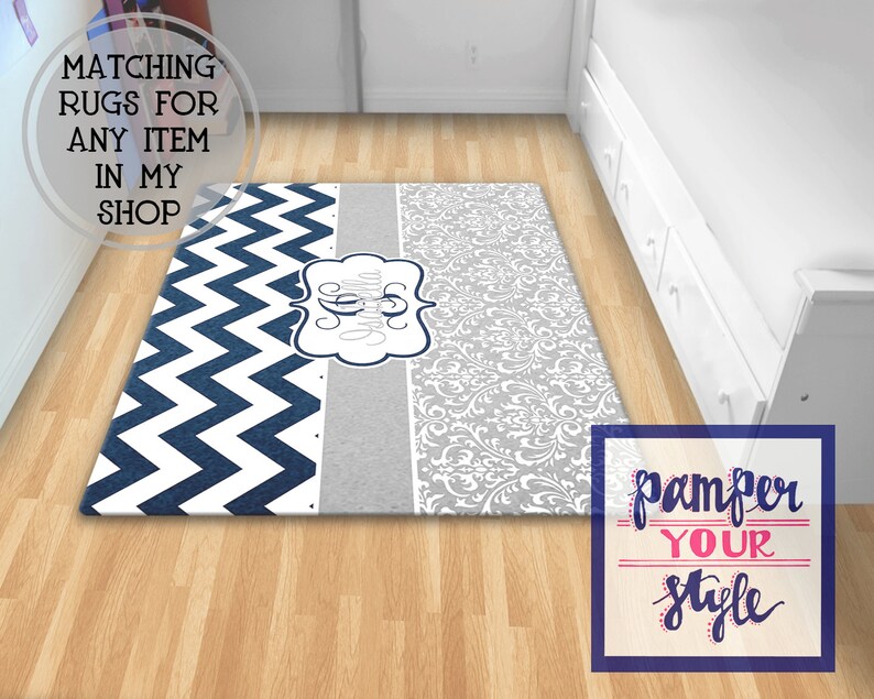 Monogrammed Rug, Monogrammed Livingroom, Personalized Rug, Navy and ...