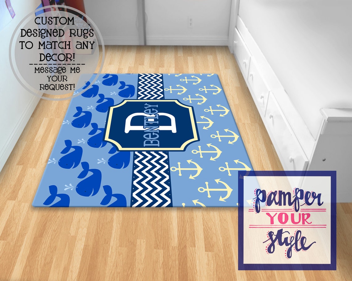 Whale Nursery Rug Custom Whale Nursery Rug Monogrammed - Etsy