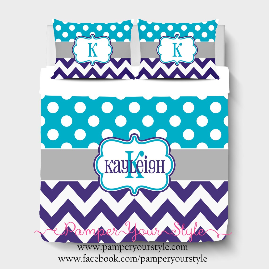 Polka Dot and Chevron Comforter or Duvet Bedding Navy Lime - Etsy