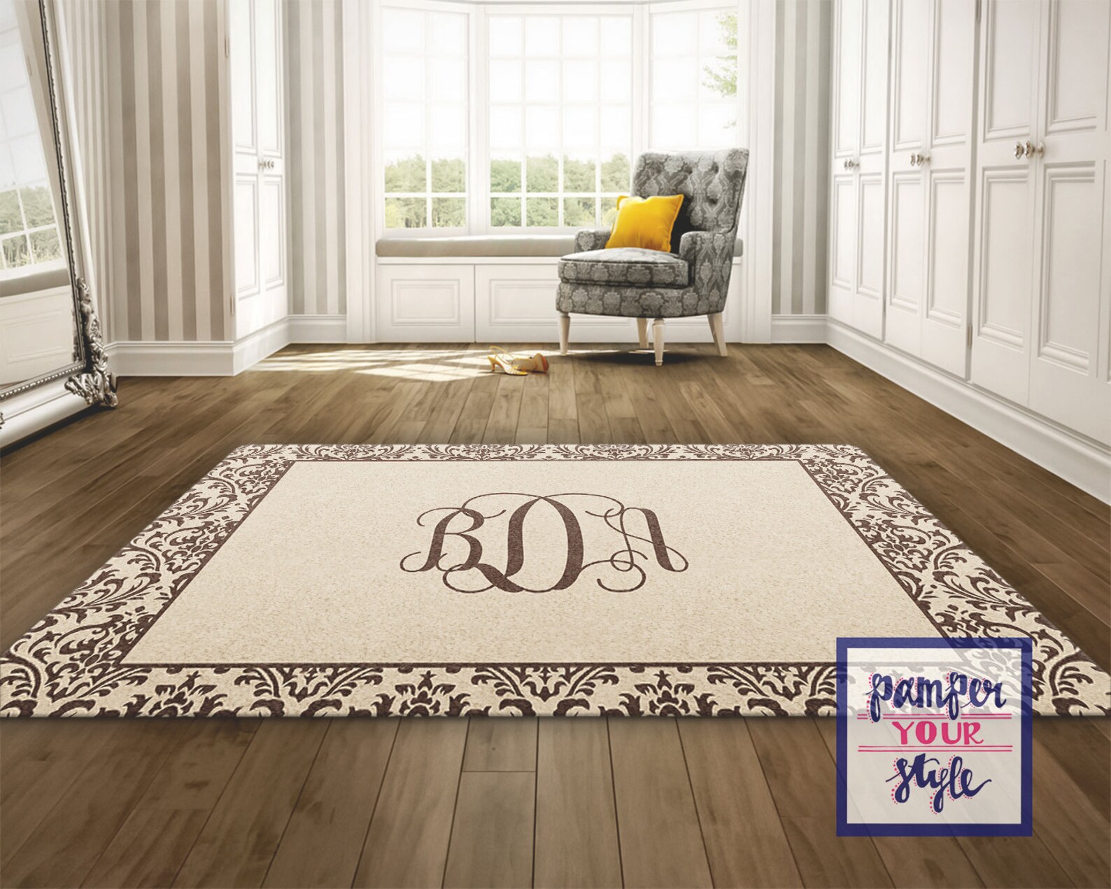 Tan and Brown Custom Area Rug Personalized Living Room Rug | Etsy