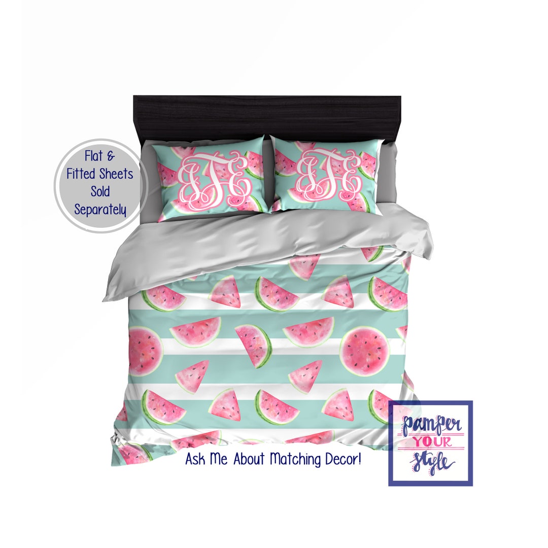 Watermelon Bedding Set - Gift for Daughter - Monogrammed Watermelon ...