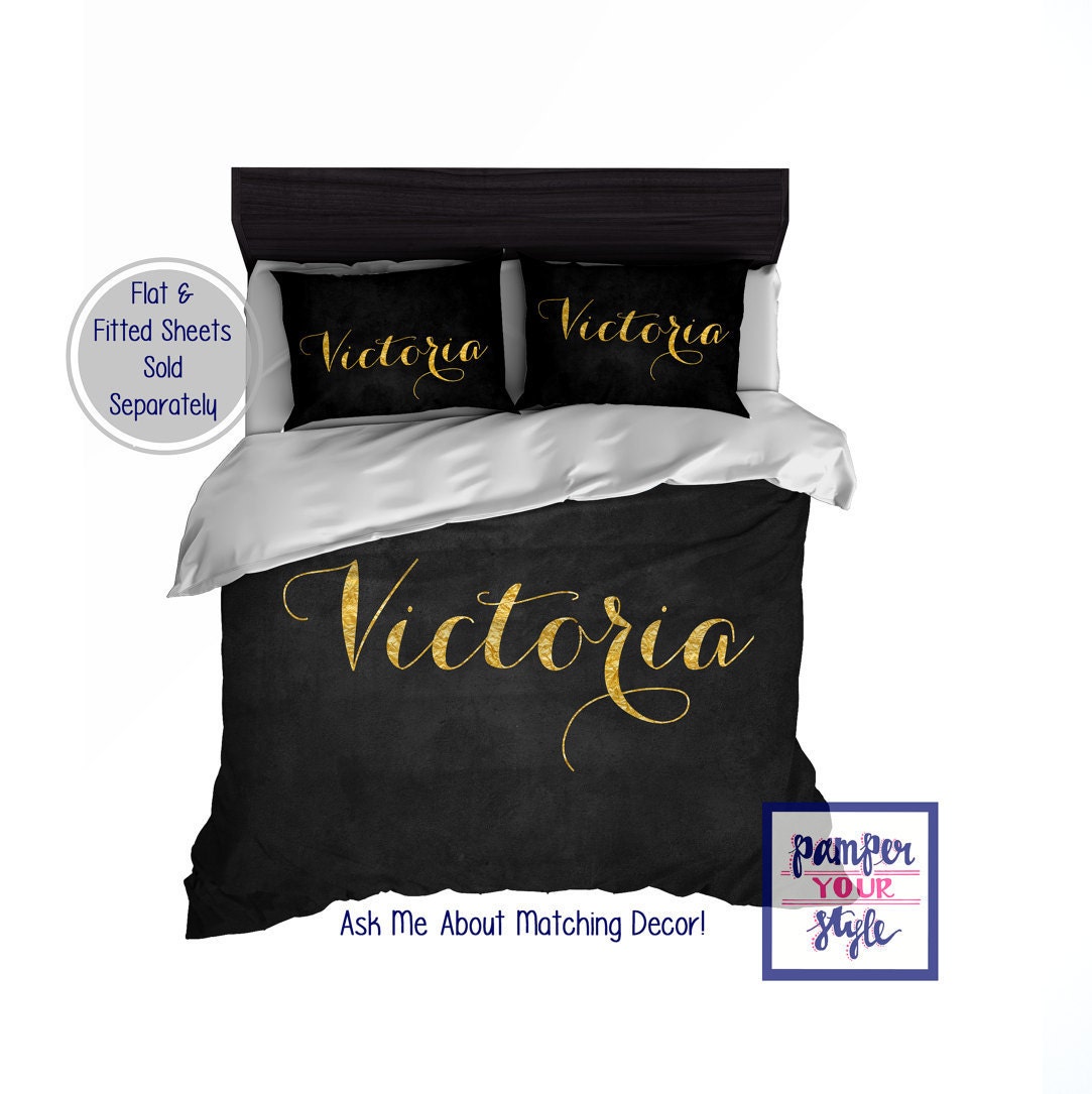 Foil Printed Personalized Bedding Custom Personalized | Etsy