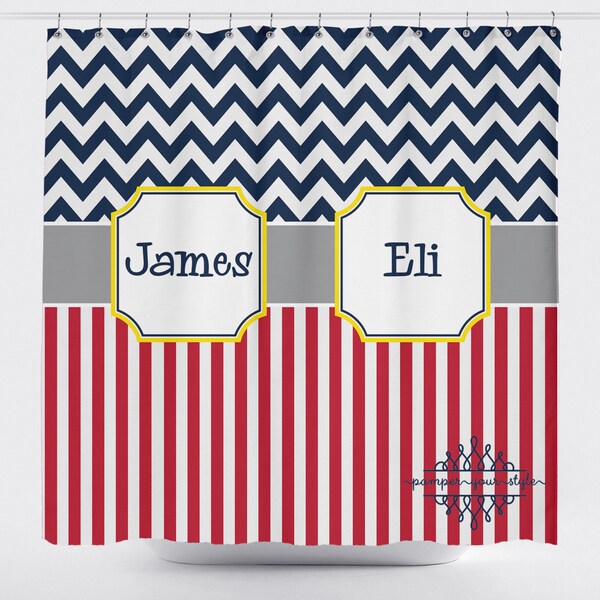 Navy and Red Chevron - Etsy