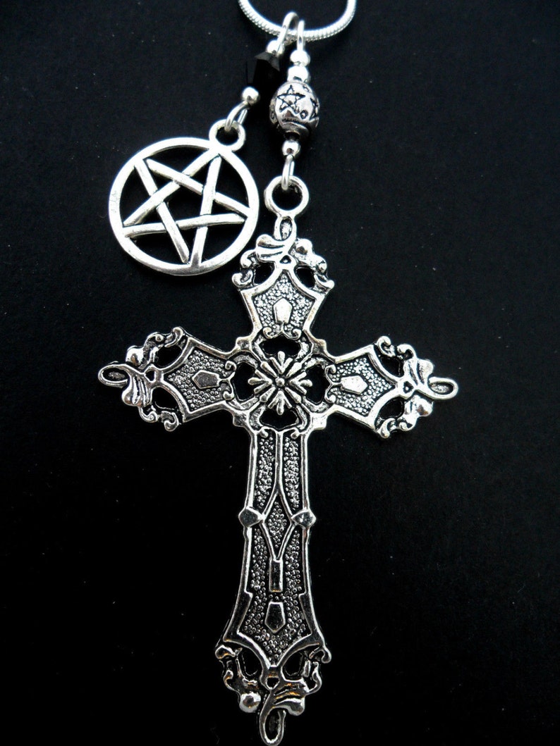 A Lovely Cross and Pentagram/pentangle Charm Tibetan Silver | Etsy