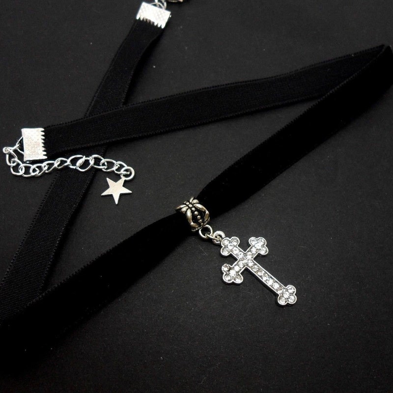 Velvet Cross Choker - Etsy