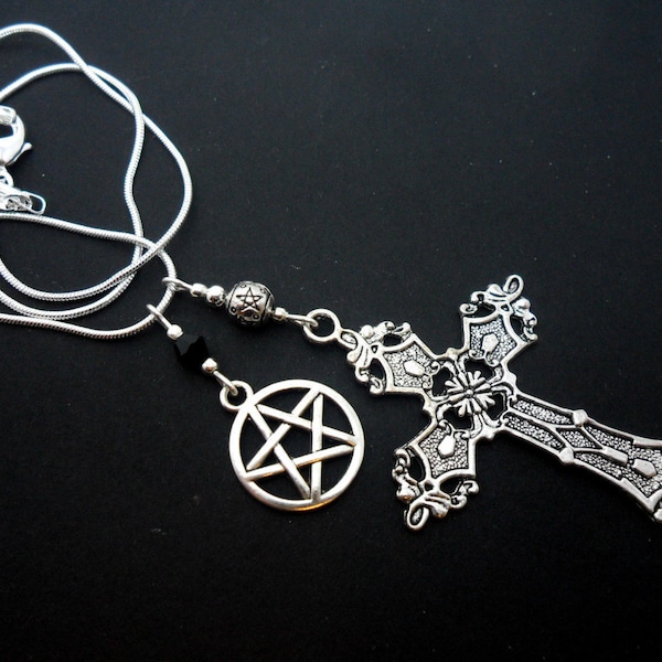 Pentagram Cross Necklace - Etsy
