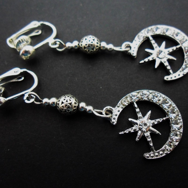 Moon Diamante Earrings - Etsy
