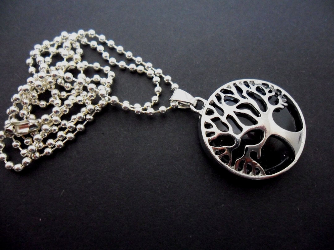 A Pretty Black Onyx Tree of Life Necklace on a 24" Ball Chain. New. - Etsy