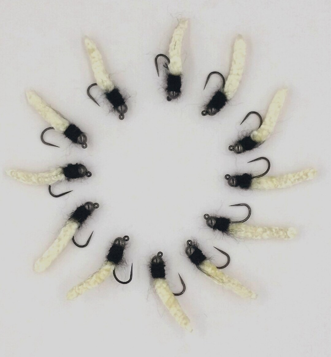 12 Mop Fly Fishing Flies Mini Gold-cream #10 Beaded Euro Nymph Trout ...