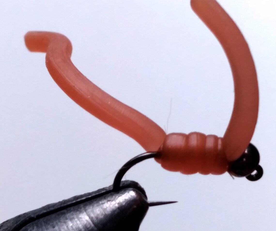 12 Brown / Tan Natural Squirmy Worm Weighted Wormy Fly Combo Hand Tied ...