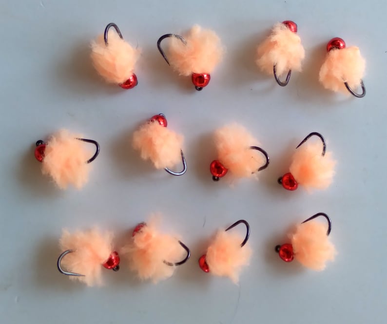 Eggstasy Fly Fishing Flies: Red Tungsten, Sockeye Peach - 12 Pack - Etsy