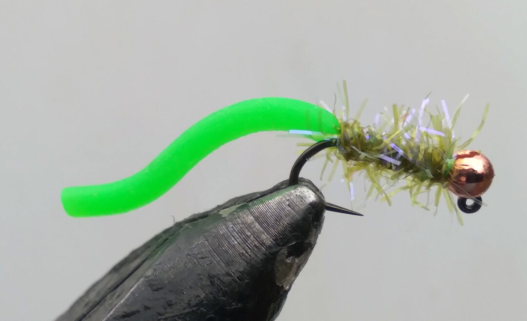 6 Chartreuse Wonky Worm Squirmy Worm Jig Fly Hand Tied Trout Bass - Etsy