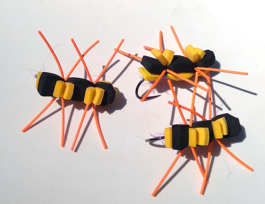 3 Chubby #8 Foam Ant Yellow / Black Chernobyl Ant Hand Tied Trout, Bass Fly Fishing Flies - Etsy