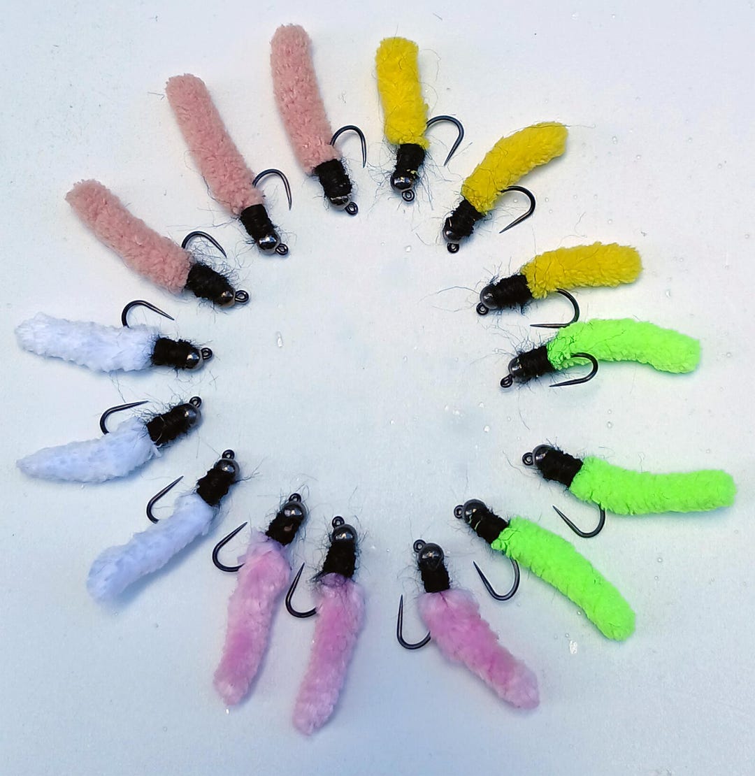 Mop Fly Fishing Flies: Beaded Nymph Trout Bass, Barbless Hook (15 ...