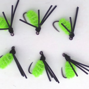 6 Bully Spider Fly Chartreuse/black - Bull Bluegill Spider for Panfish ...