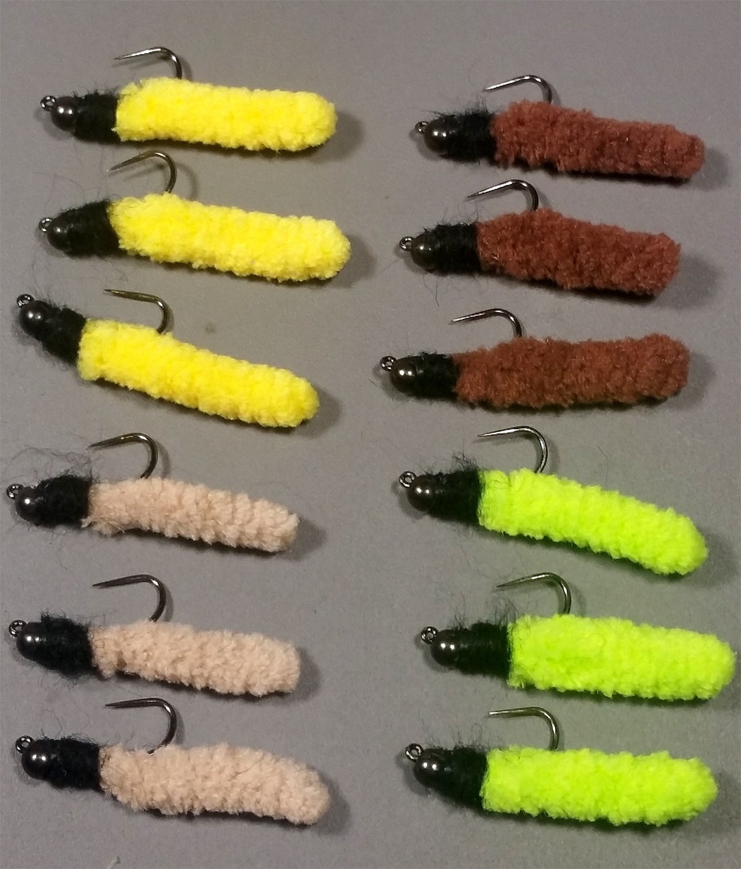 Fly Fishing Mop Flies (12) Mop Fly 4 Color Combo #3 Barbless Beaded ...