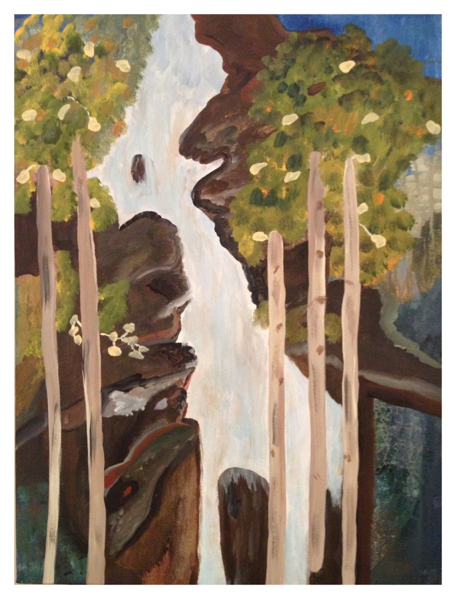 The Waterfall -- Original Fine Art, Vibrantly Alive Acrylic on Canvas ...