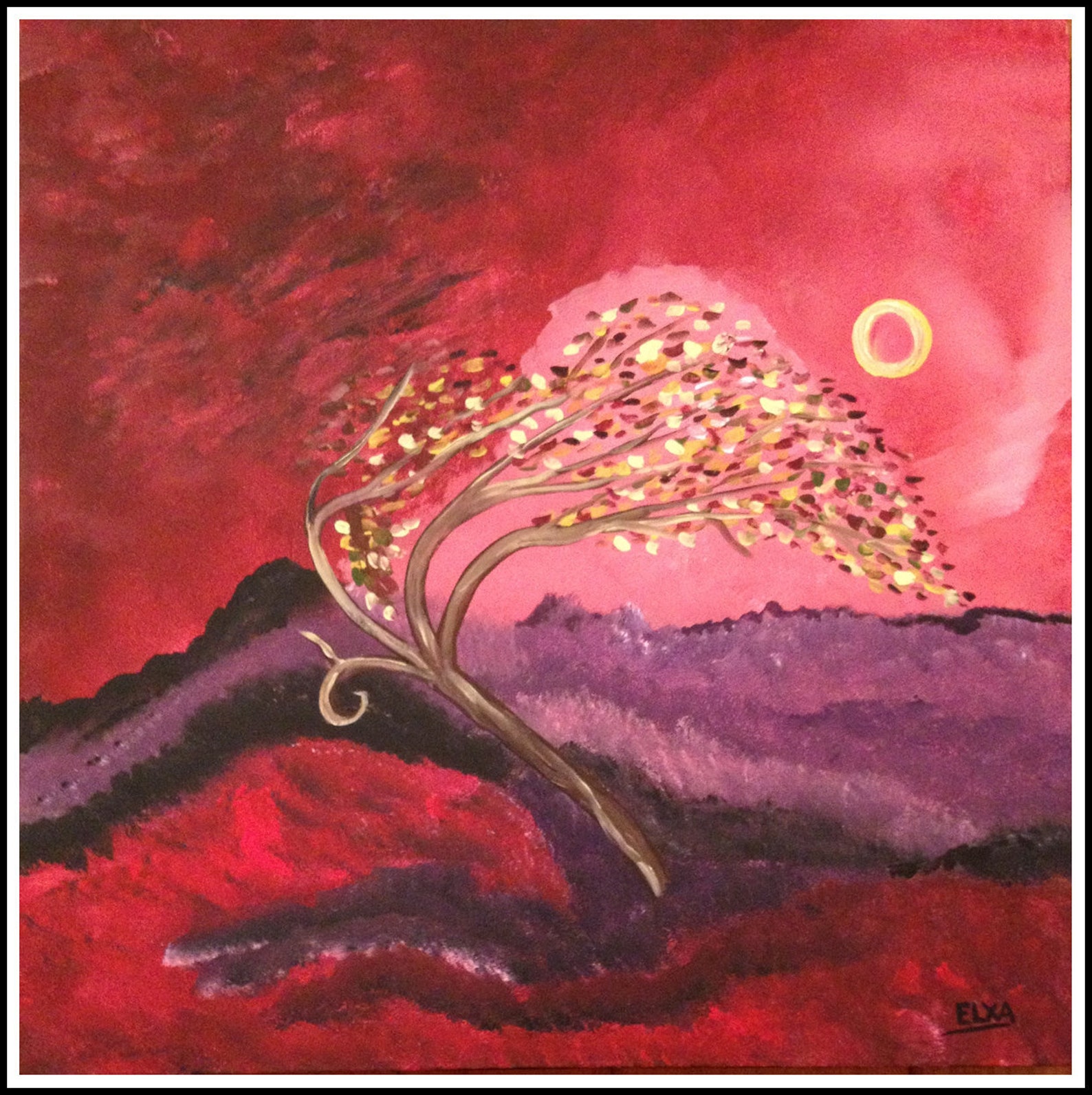 WINDBLOWN TREE -- Original Fine Art, Vibrantly Alive Acrylic on Canvas ...