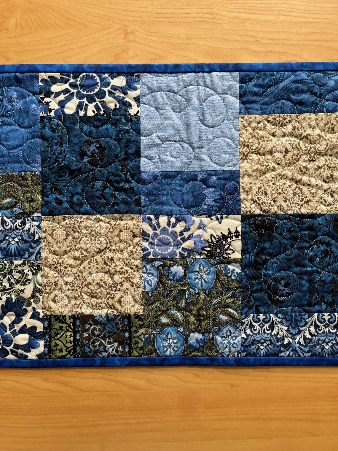 Blue Table Runner - Etsy