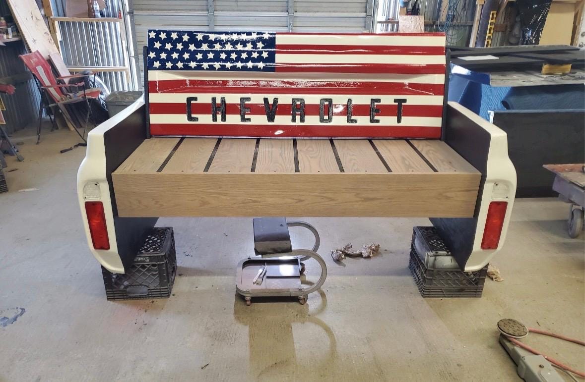 The Best Car Guy Bench on the Planet. Tailgate Bench Mancave Decor ...
