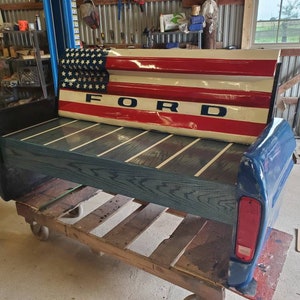 Bench American Flag Bench. American Decor. Tailgate Flag. Mancave Decor ...