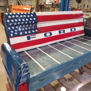 Bench American Flag Bench. American Decor. Tailgate Flag. Mancave Decor ...