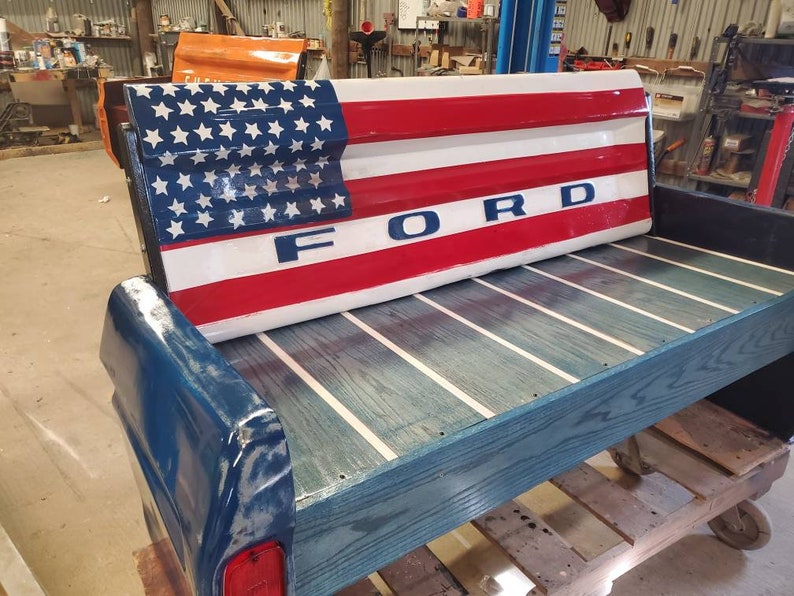 Bench American Flag Bench. American Decor. Tailgate Flag. Mancave Decor ...