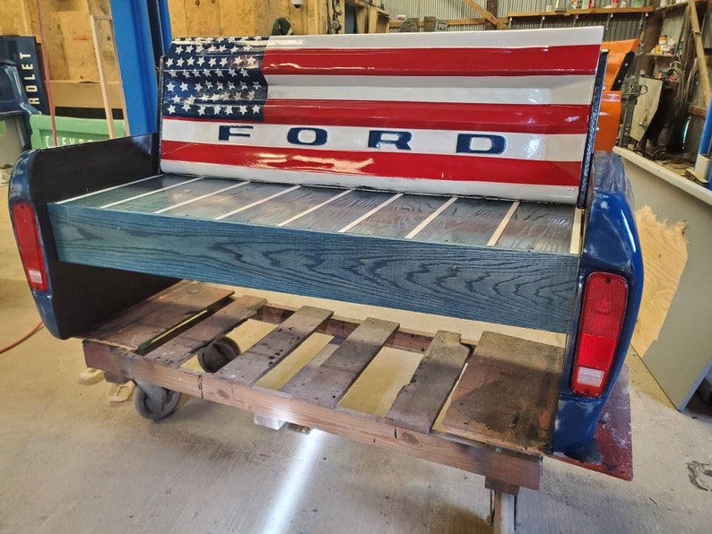 Bench American Flag Bench. American Decor. Tailgate Flag. Mancave Decor ...