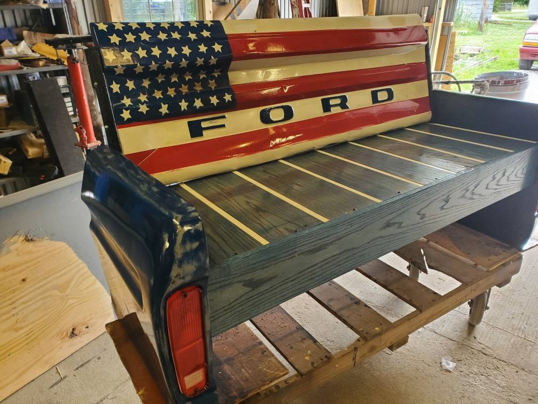 Bench American Flag Bench. American Decor. Tailgate Flag. Mancave Decor ...