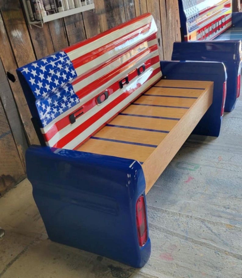 Flag Bench Tailgate Bench Mancave Decor Garage Furniture - Etsy