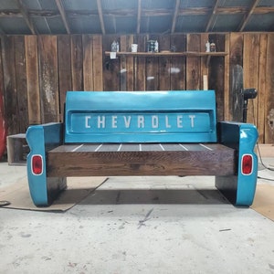 Bench Truck Bench Square Body Tailgate Mancave Decor Garage Furniture ...