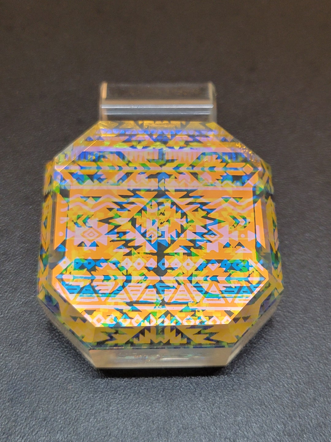 Dichroic Tribal / Reversal 3 Layer Beveled Tile Pendant XL - Etsy
