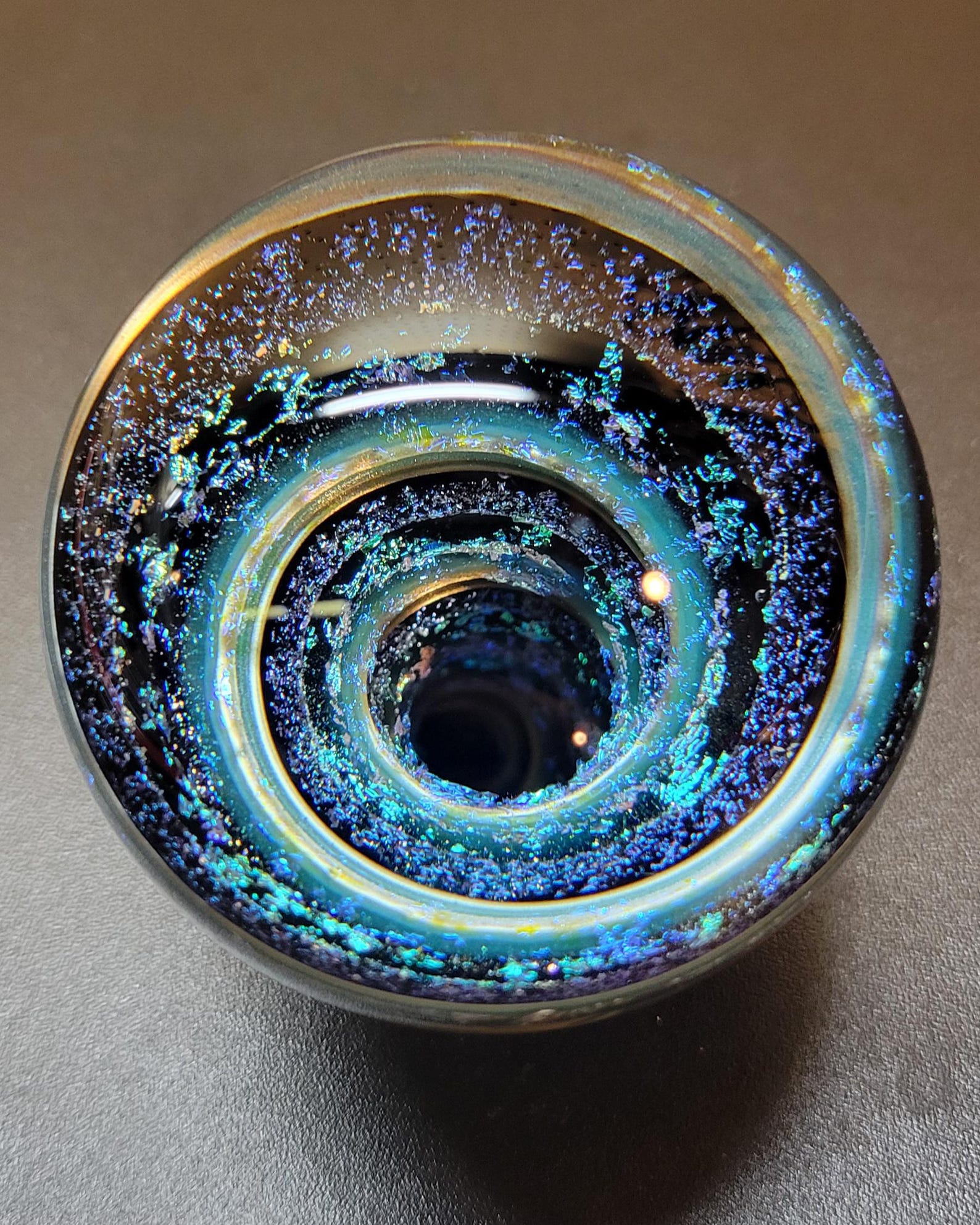 2 52mm Blue, Green & Aqua Dichroic Vortex Marble With Electrum ...
