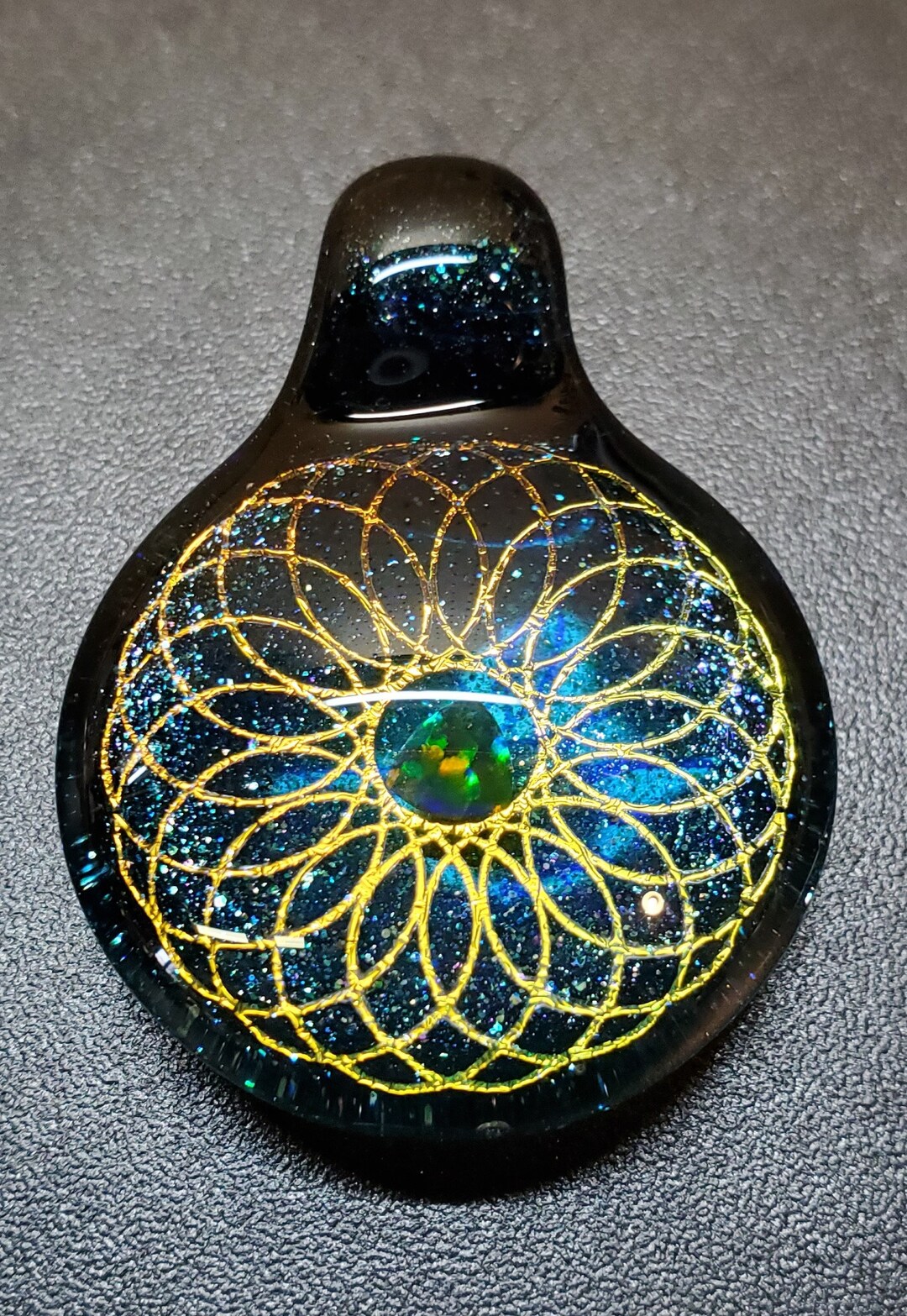 Dichroic Torus Pendant With 4mm Opal & Heavy Stardust - Etsy
