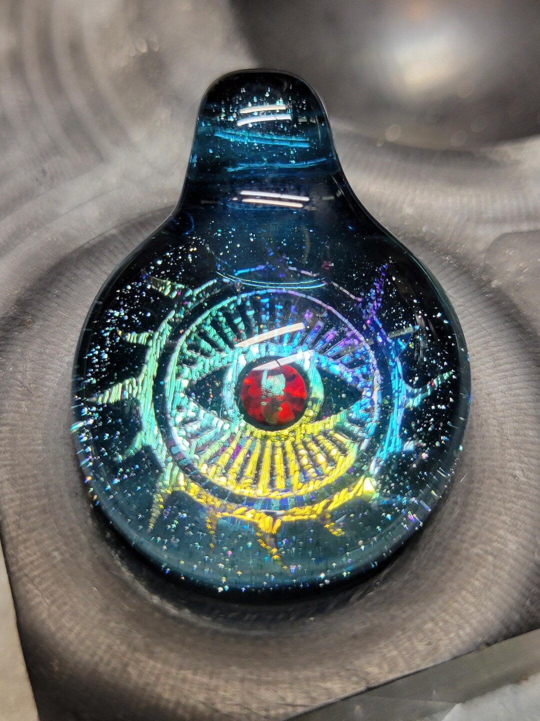 Dichroic Opal Sun / All Seeing Eye Pendant With Star Opal & Heavy ...