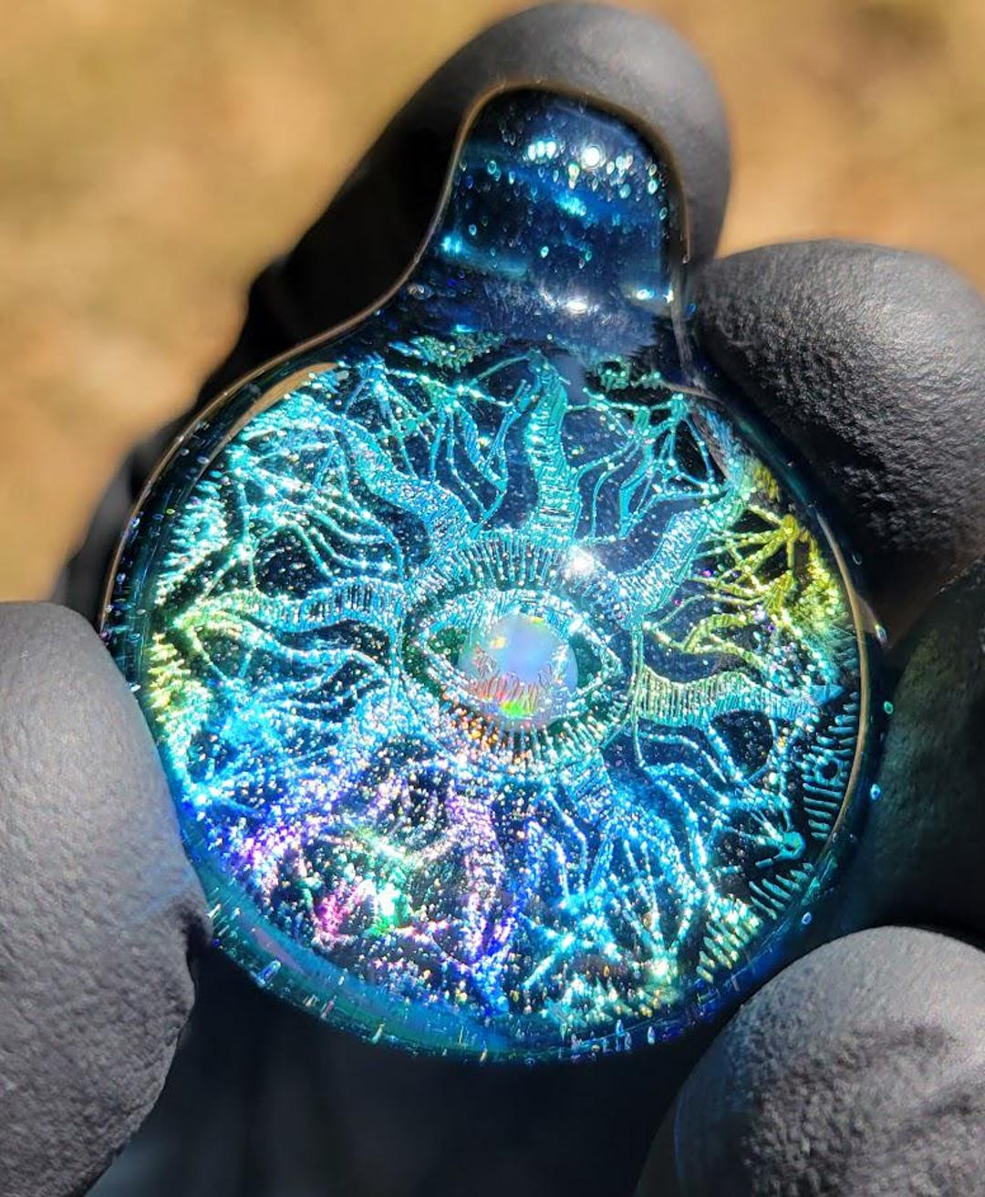 Dichroic Opal Sun / All Seeing Eye Pendant With Star Opal & Heavy ...