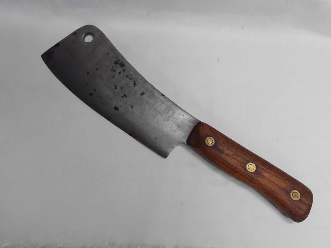 Antique Meat Cleaver 15" With 9" Blade Butcher's Knife Wood Handle ...