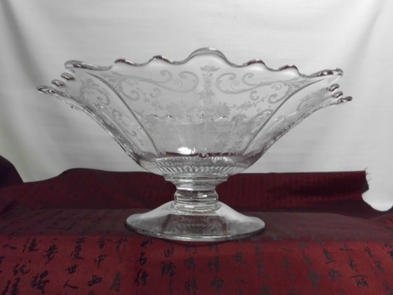 Cambridge Glass Chantilly Large Pedestal Bowl Vintage Elegant - Etsy