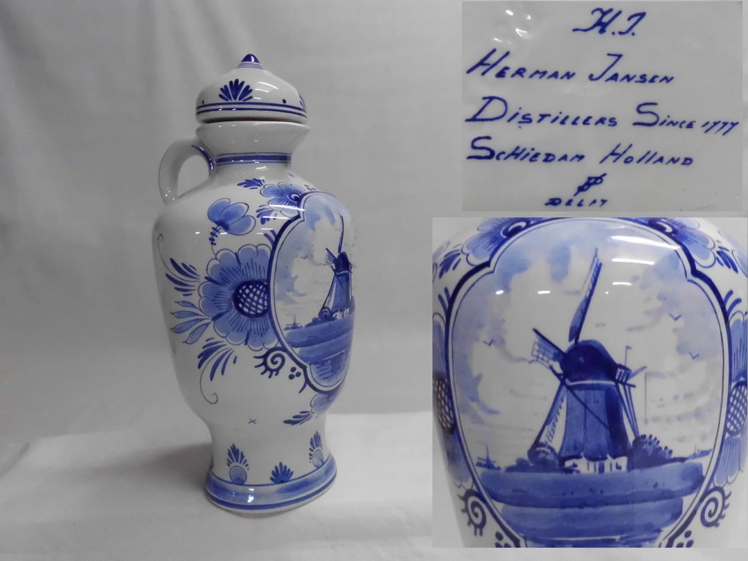 Hand Painted Delft Decanter From Herman Jansen Distilleries With Handle ...