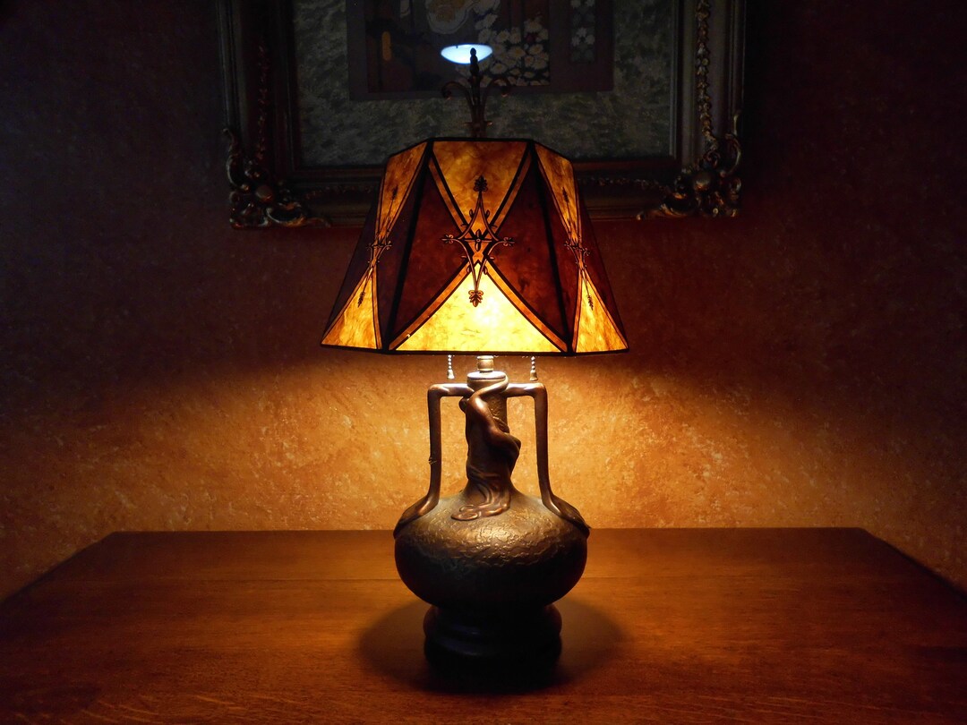 Olive Kooken Table Lamp Art Nouveau Figural Nude Light Vintage Bronze ...