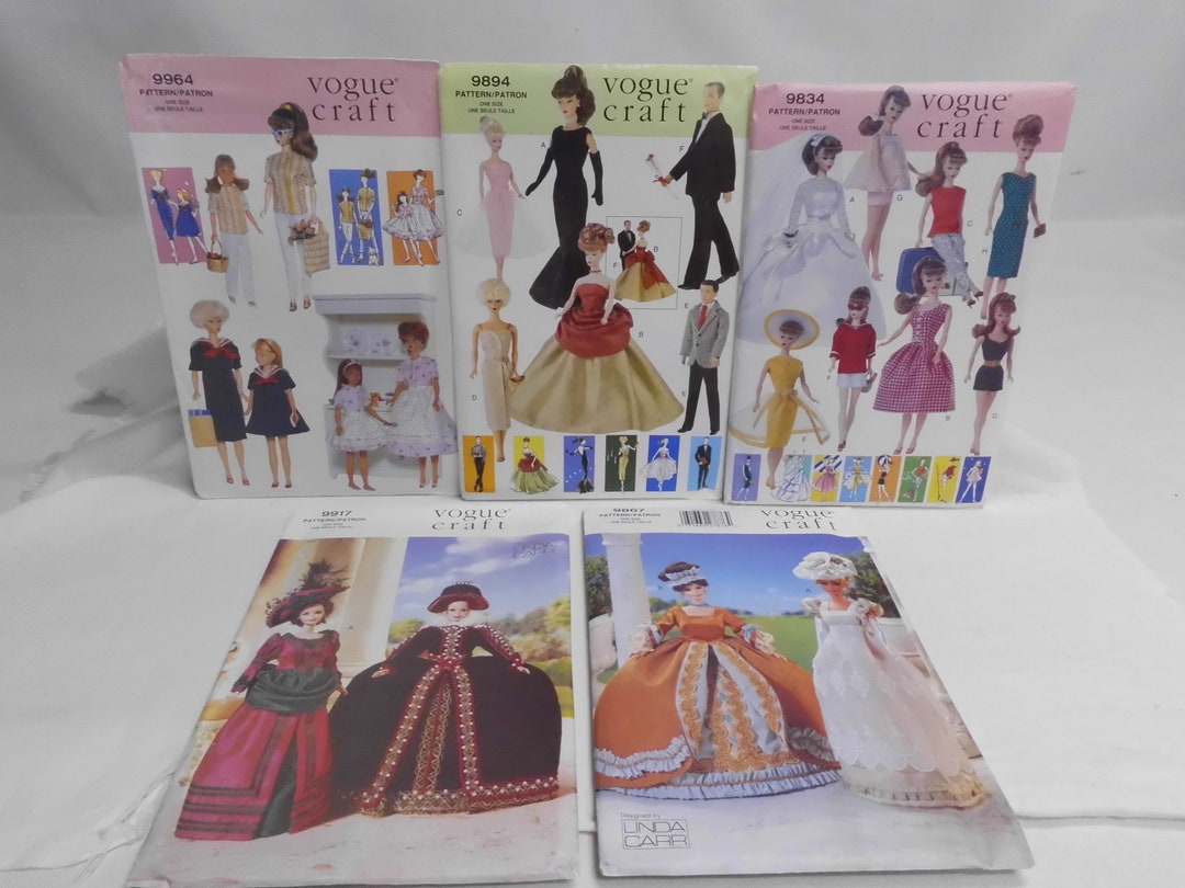 Vogue Craft Doll Patterns 3 Vintage Fashions Plus 2 Historical Clothes ...