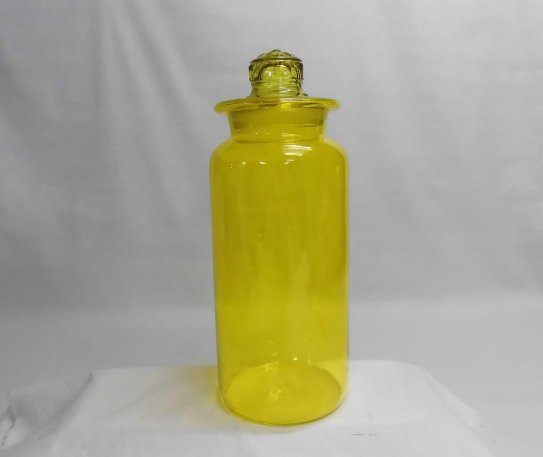 Yellow Glass Canister With Lid Takahashi 13" Tall Apothecary Jar Food ...