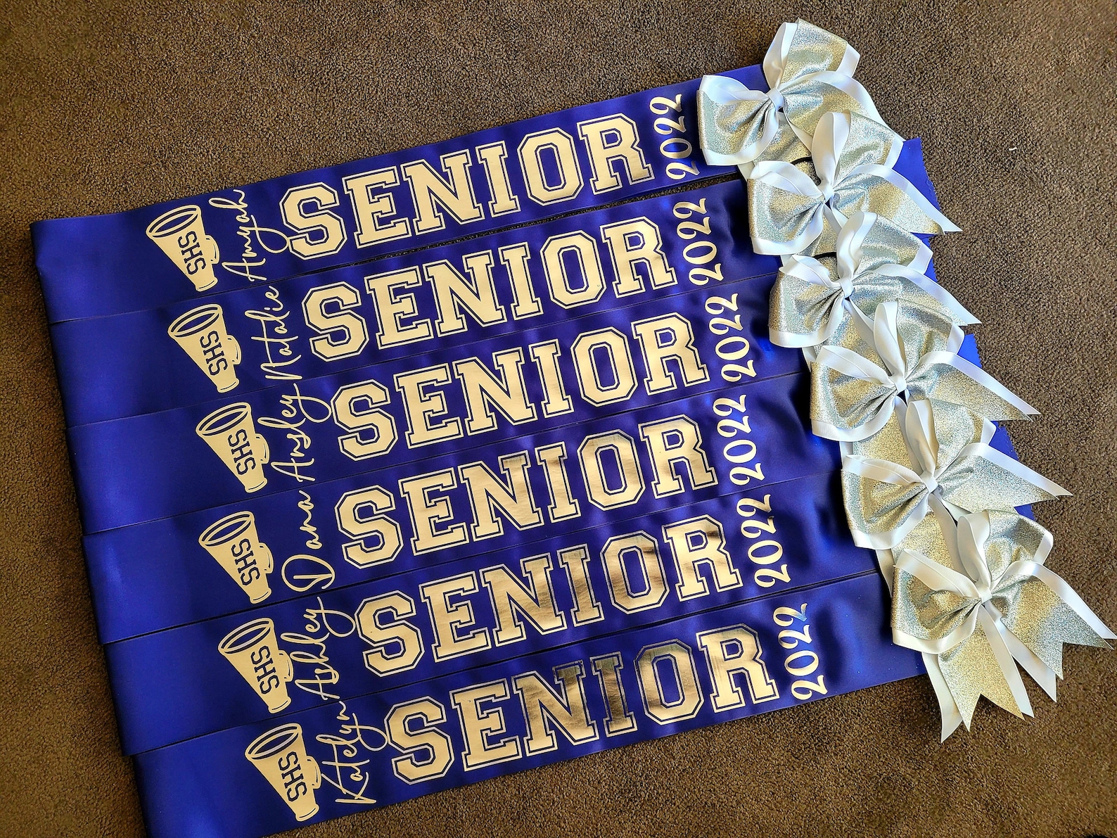 Personalized Cheer Senior PRINTED With BOW Sash in Your Choice of Color ...