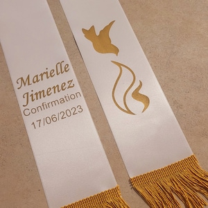 Personalized White Satin Confirmation Stole With Metallic Gold Print - Etsy